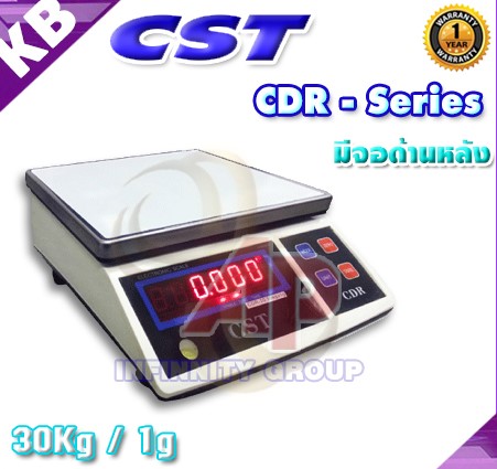 เครื่องชั่งแบบตั้งโต๊ะ 30kg ละเอียด 1g CST รุ่น CDR-30 มีจอ 2 ด้าน ...